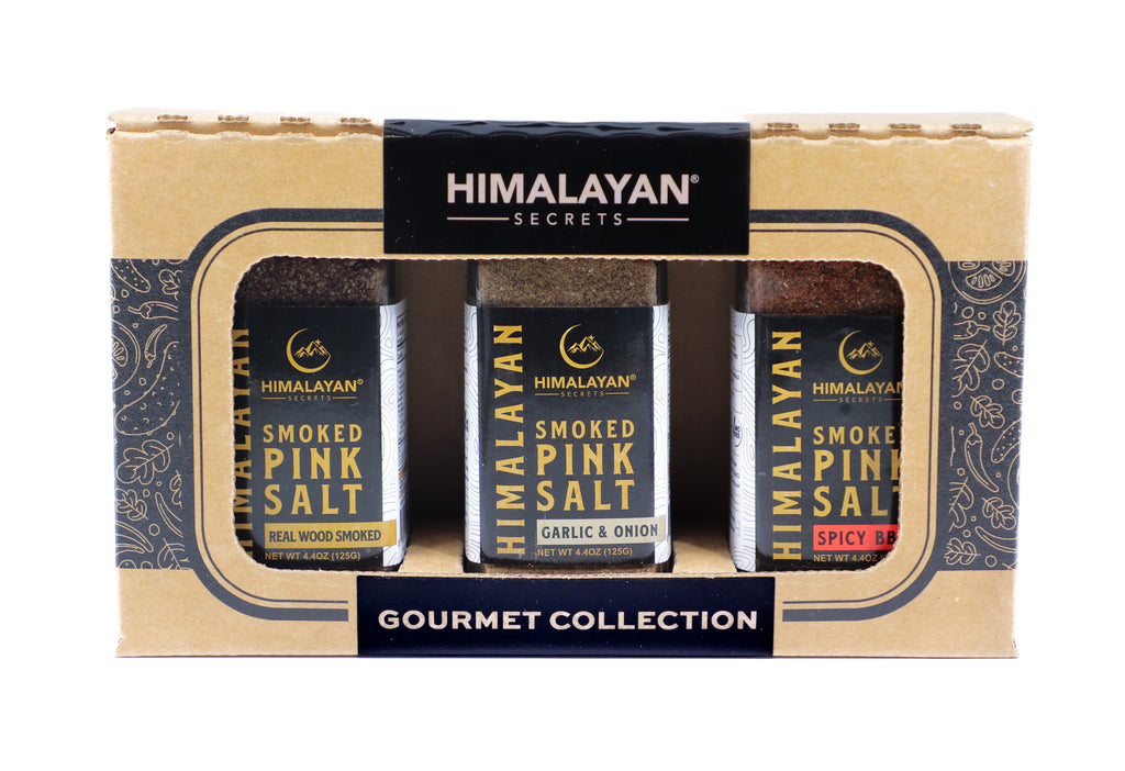 Gourmet Smoked Himalayan Salt Shaker Set of 3 - Real Wood, Garlic Onio ...