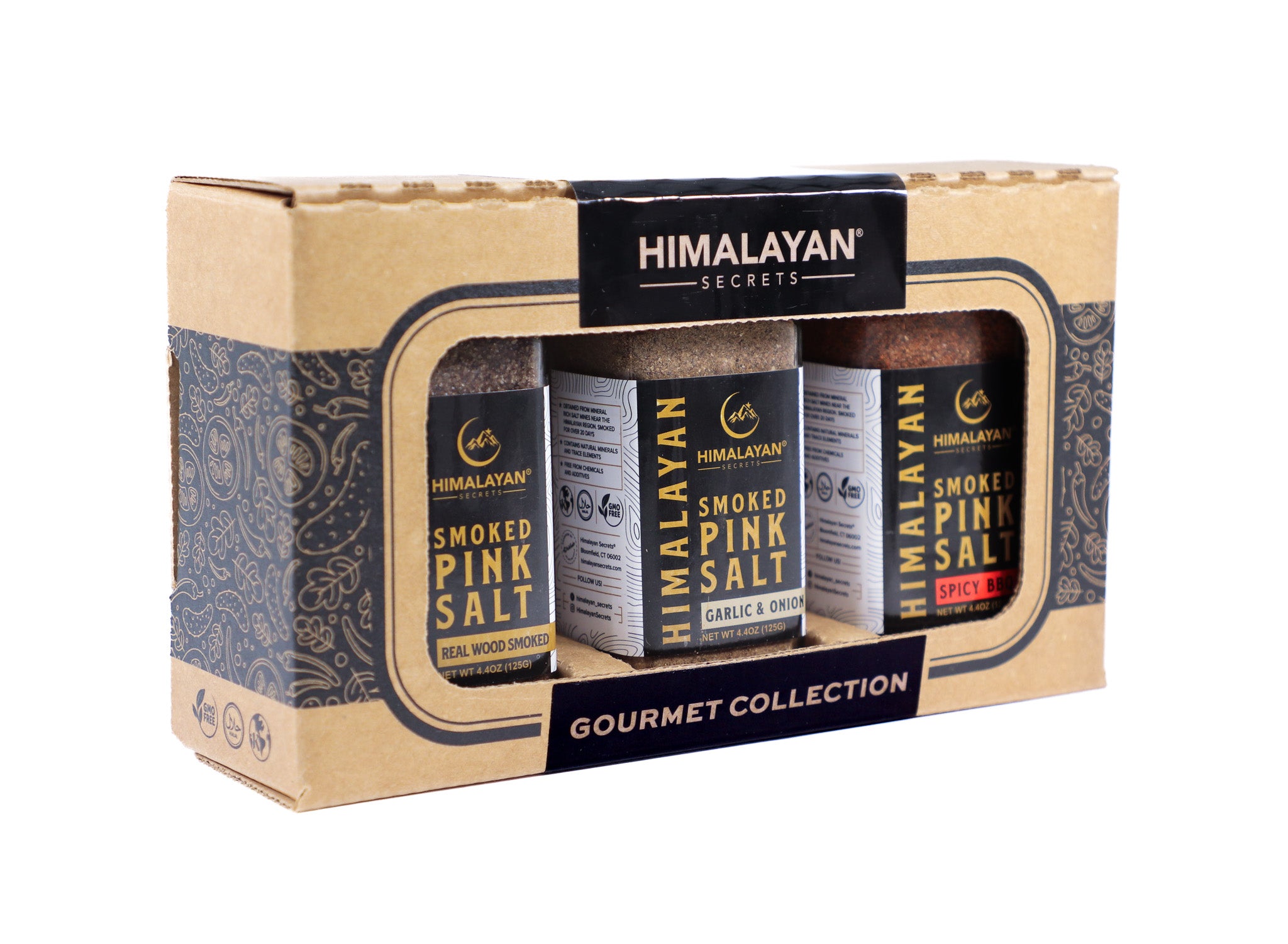 Gourmet Smoked Himalayan Salt Shaker Set of 3 - Real Wood, Garlic Onio ...